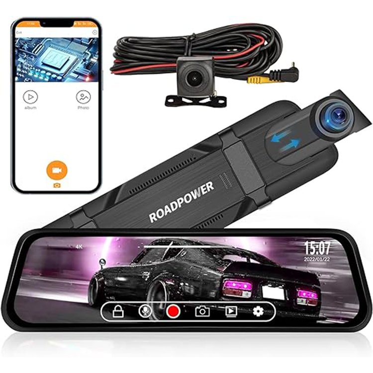 ROADPOWER 4K 10″ Smart Rear View Mirror Camera | 12V-2A - Touch Screen ...