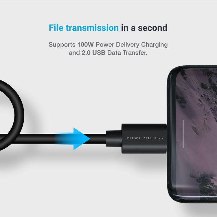 Powerology PVC Type-C to Type-C PD Cable 1.2M, Power Delivery, Fast ...