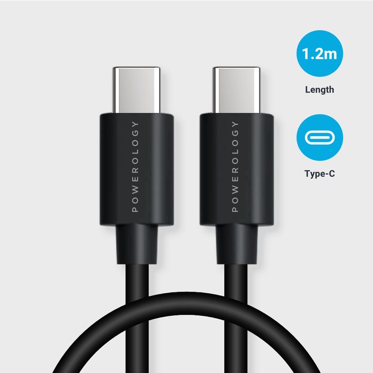 Powerology PVC Type-C to Type-C PD Cable 1.2M, Power Delivery, Fast ...